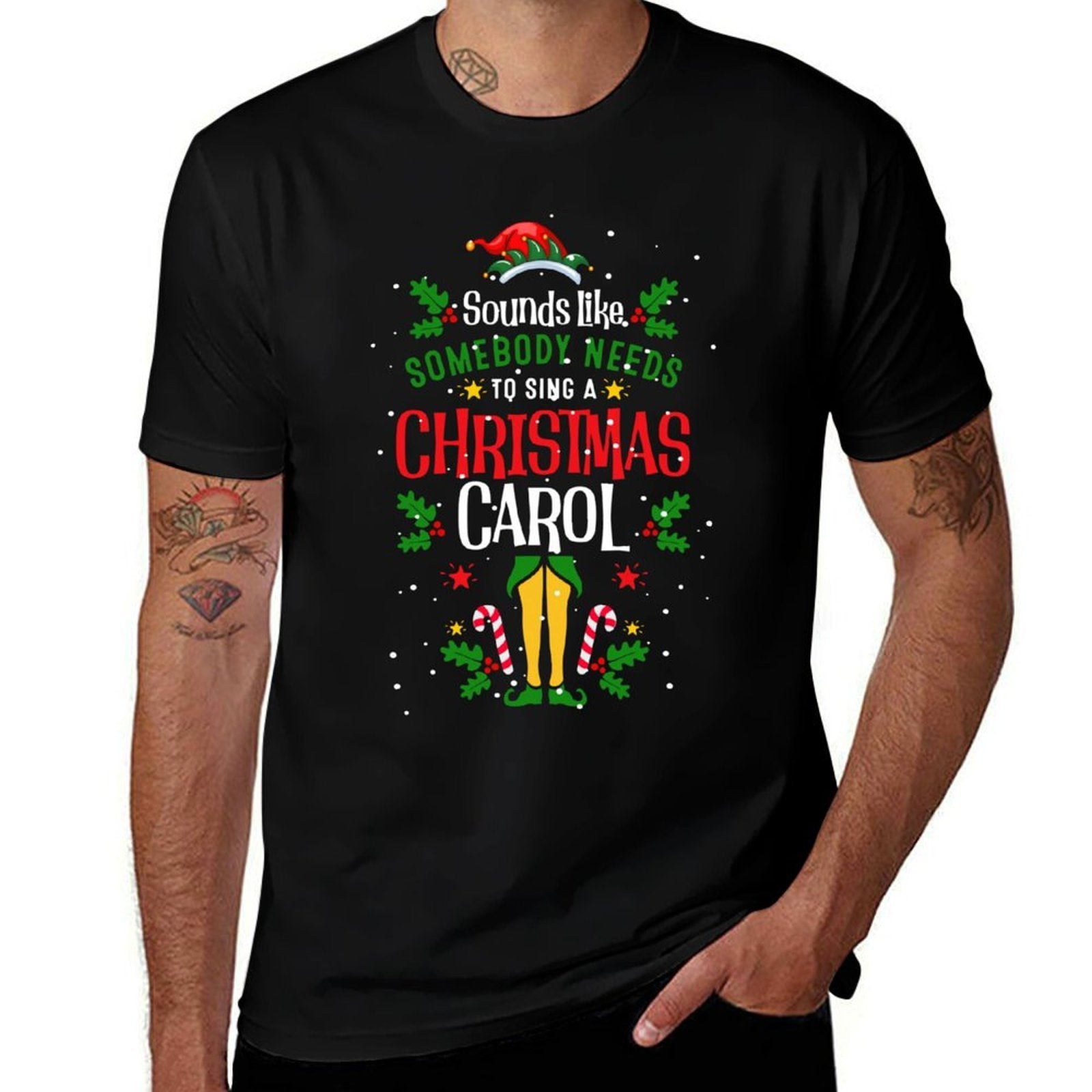Funny Sounds Like Somebody Needs, Christmas Movie Elf Hat Ribbed Colla ...
